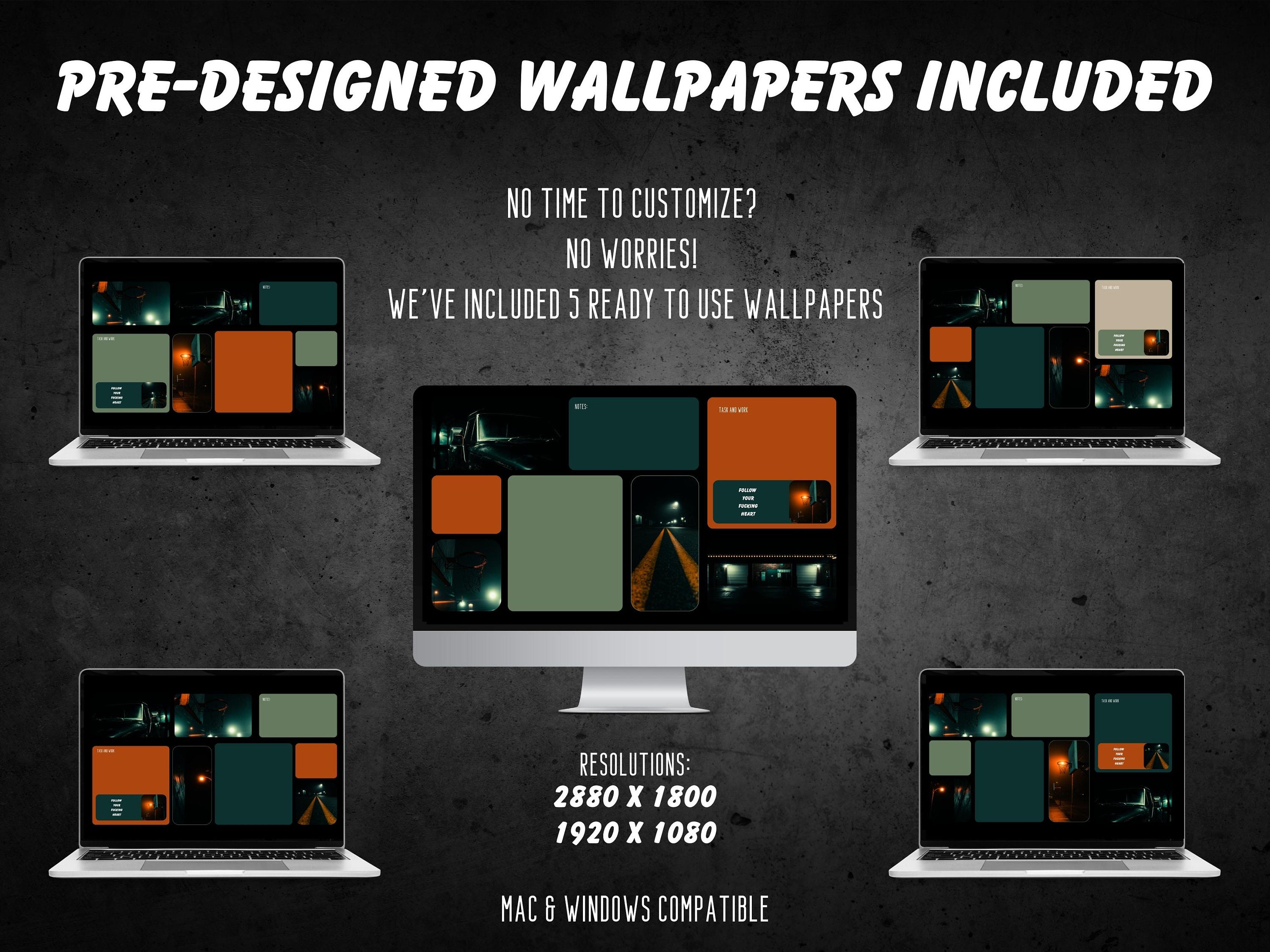 Night Vibes Desktop Organizer: Dark Mode Wallpaper & Folder Icons ...