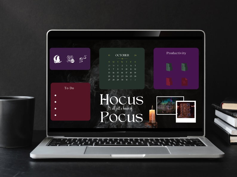 HOCUS POCUS Dark Mode Editable Desktop Wallpaper Organizer With Folder ...