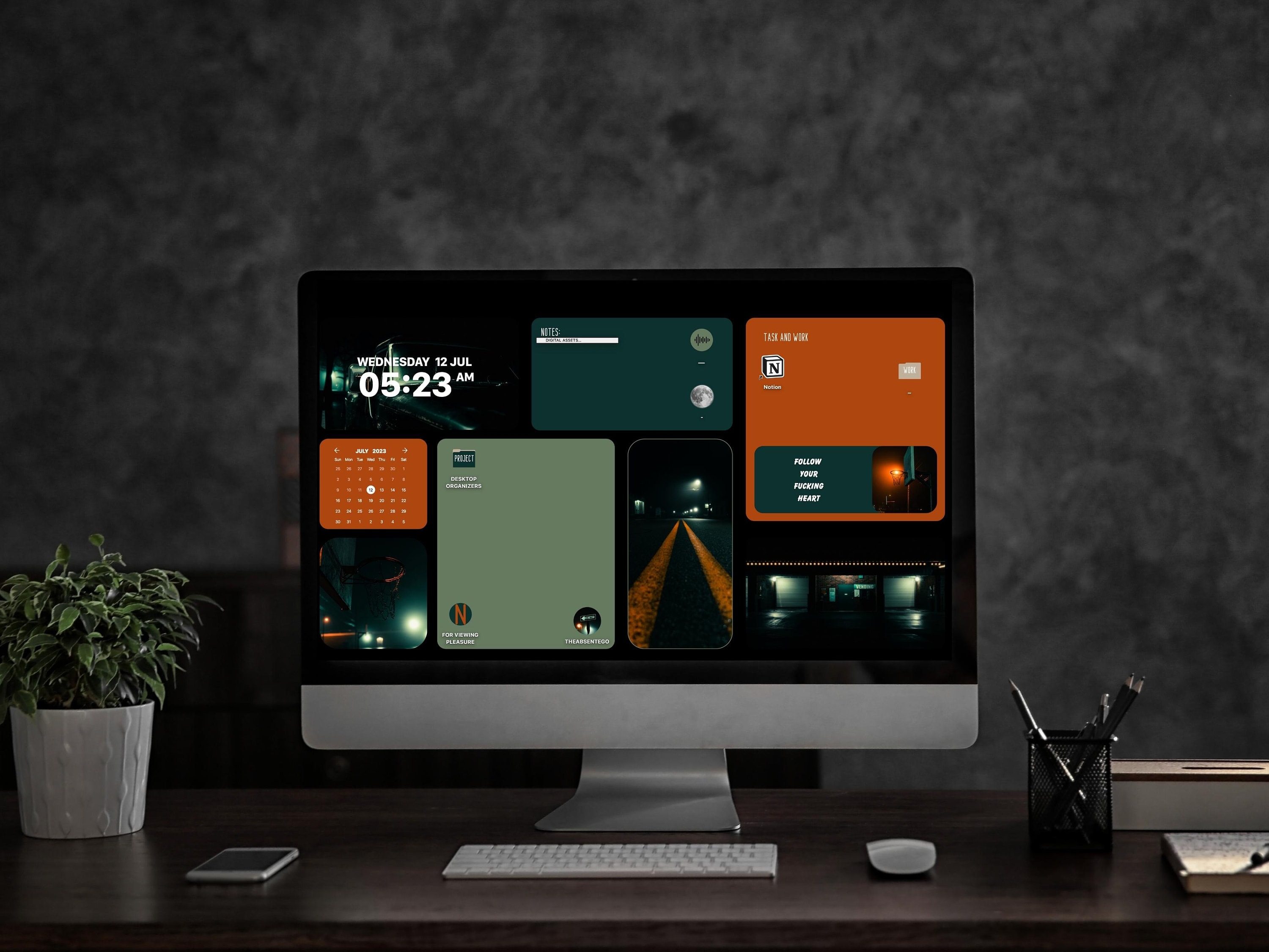 NIGHT VIBES Dark Mode Editable Desktop Wallpaper Organizer With 115 ...