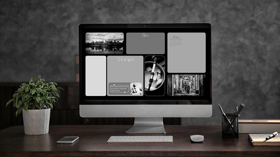 MINDFUL Dark Mode Editable Desktop Wallpaper Organizer With Folder/file ...