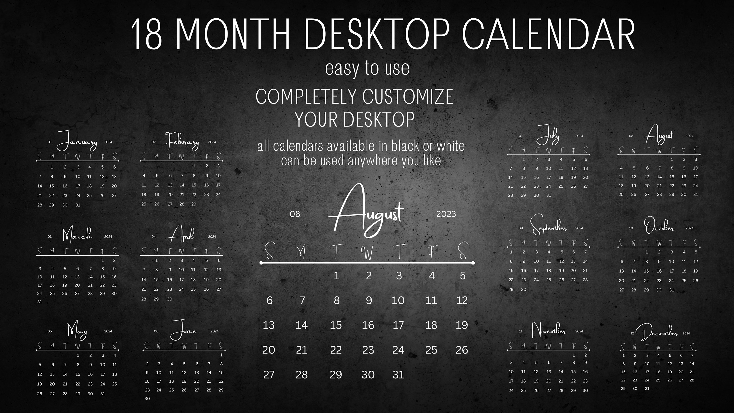 MINDFUL Dark Mode Editable Desktop Wallpaper Organizer With Folder/file ...