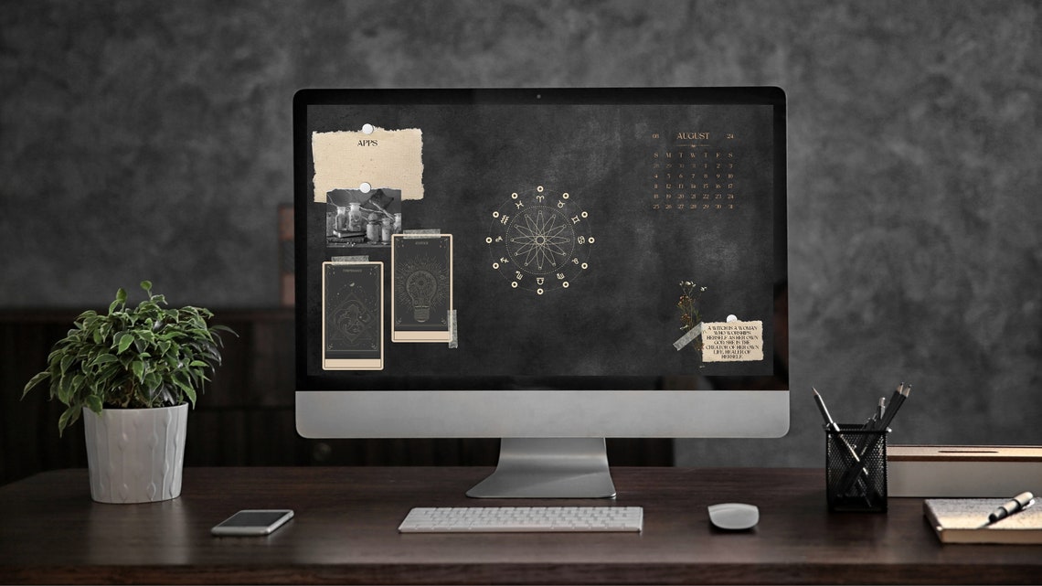 TAROT DARK MODE Editable Desktop Wallpaper Organizer With - Etsy