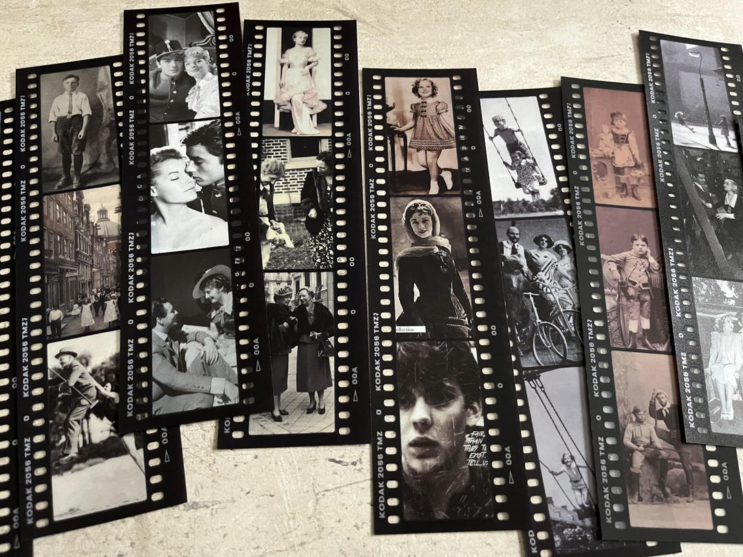 Vintage Movie Film Reel Stickers, Film Negative Strips for Junk Journal ...