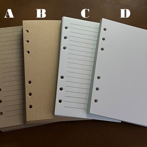 A6 Sheets Refill Papers, 6 Ring Hole Punched Refills Stationery Paper ...
