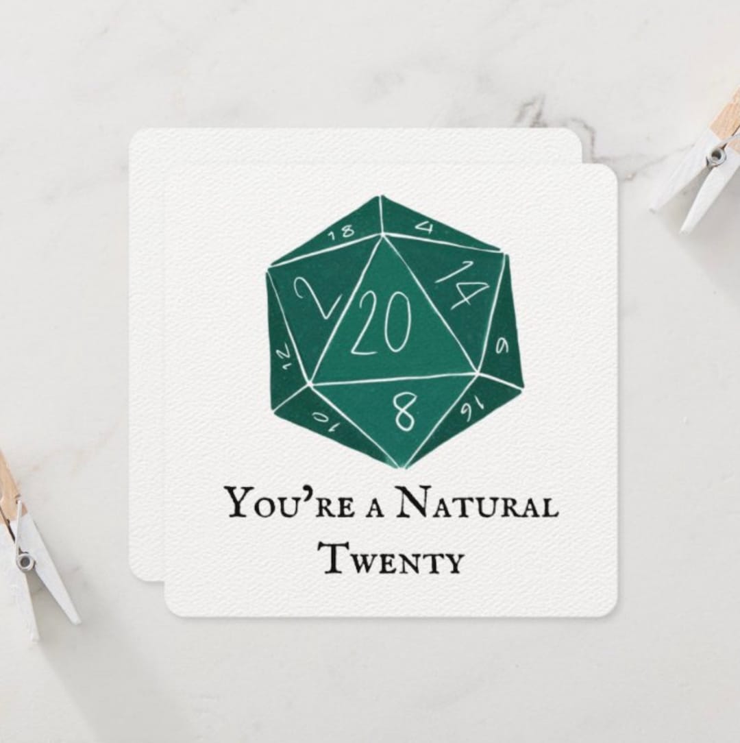 Youre a Natural 20 Dnd Valentine Card With D20 Felt White Paper Free ...