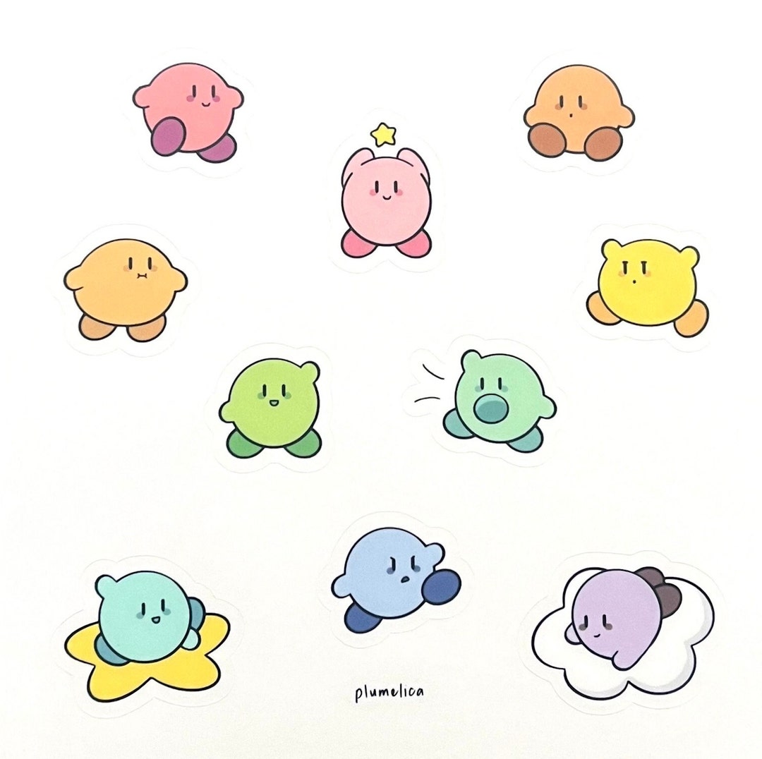 Rainbow Kirby | Sticker Sheet | Vinyl Stickers - Etsy