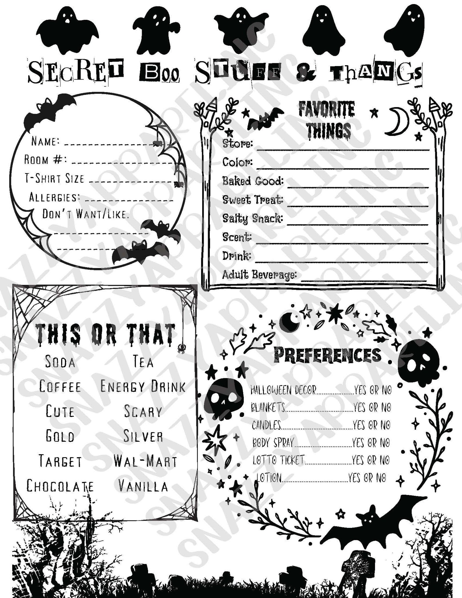 Secret Boo Questionnaire - Etsy