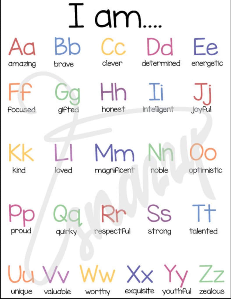 ABC Affirmations Digital Poster Print "you Are" - Etsy