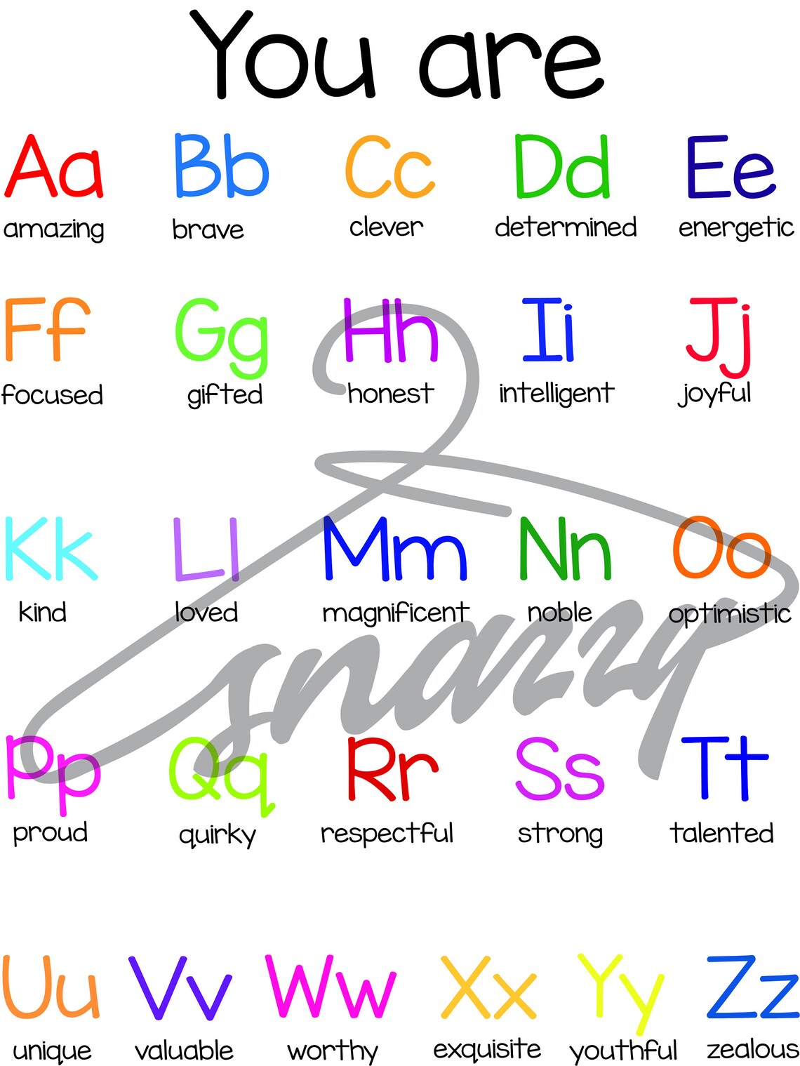 ABC Affirmations Digital Poster Print "you Are" - Etsy