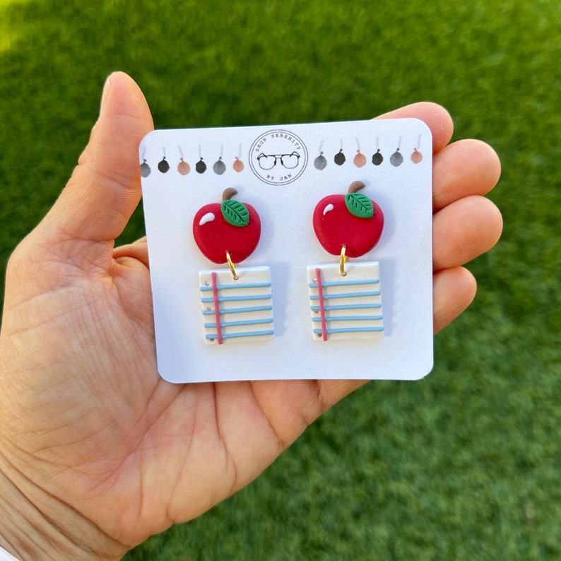 Back to School Paper Earrings, Pencil Clay Earrings, Teacher Earrings ...