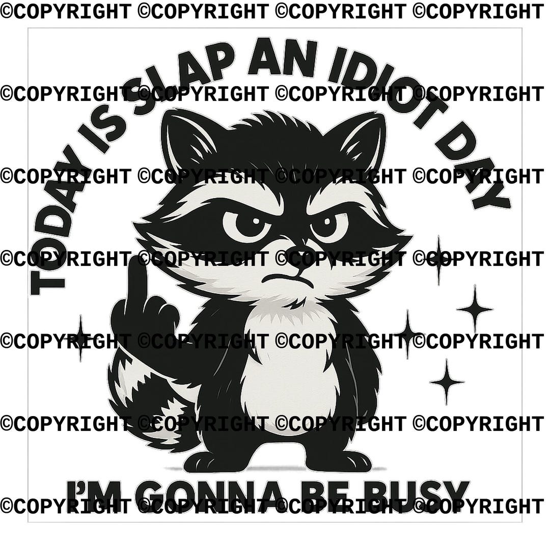 Funny Raccoon Middle Finger Shirt Design – Today is Slap an Idiot Day ...