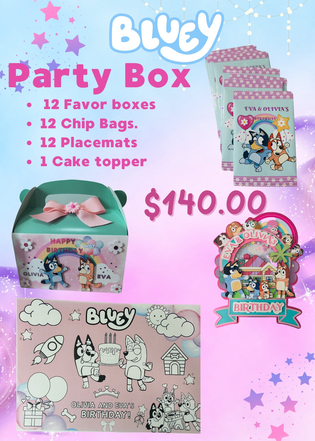 Bluey Party Favor Bundle Bluey Party Box 12 Party Boxes 12 - Etsy UK