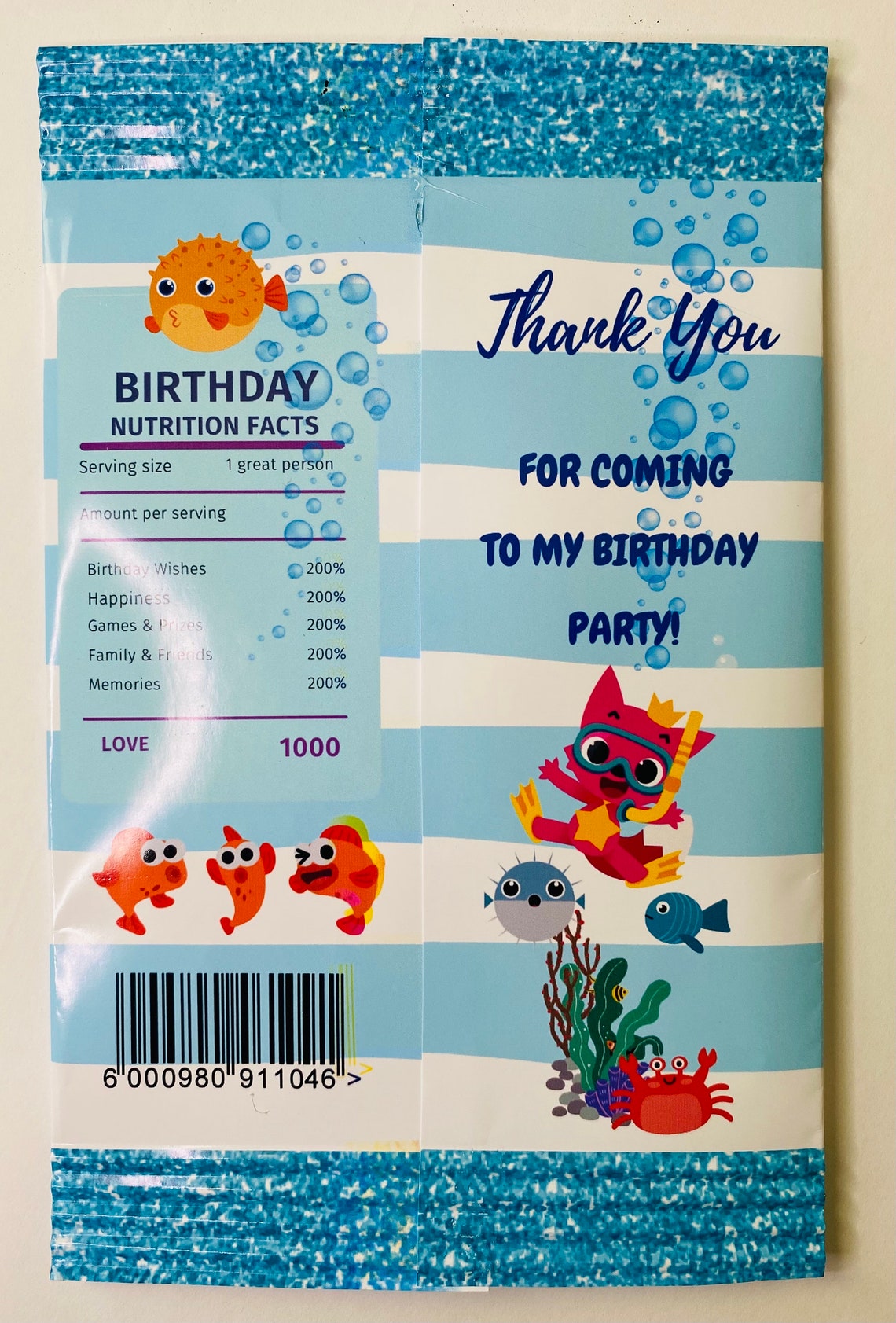 Baby Shark Chip Bags/baby Shark Favor Bags/ Baby Shark Custom Chip Bags ...