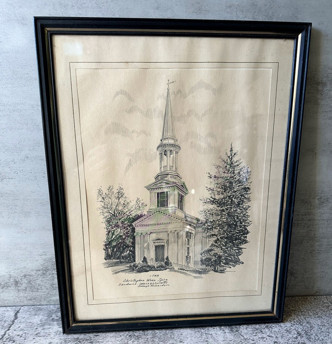 Antique Christopher Wren Spire Drawing: Signed & Framed, 1848 - Etsy