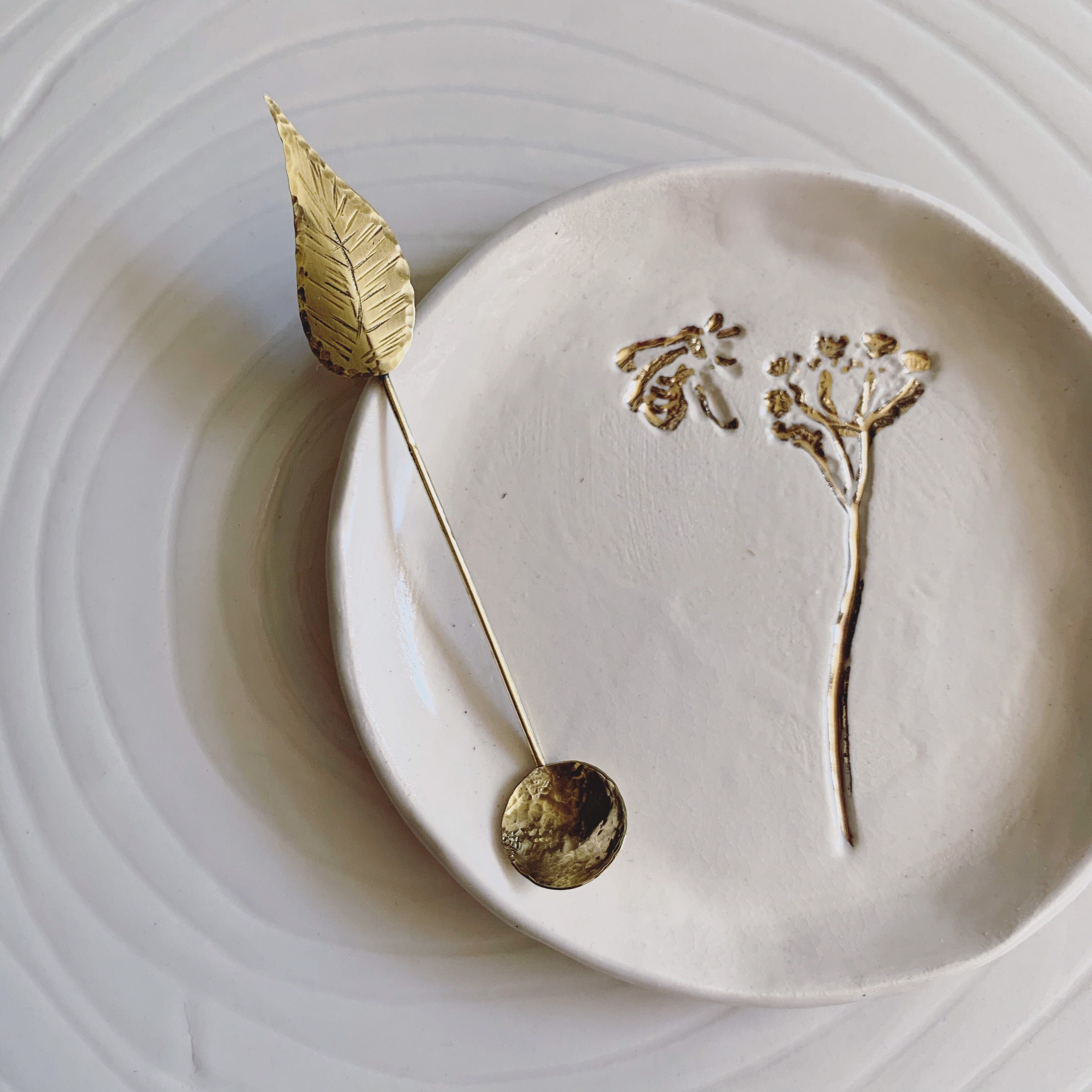 Hand Forged Brass Salt Spoon / Nature Inspired Brass Object / - Etsy