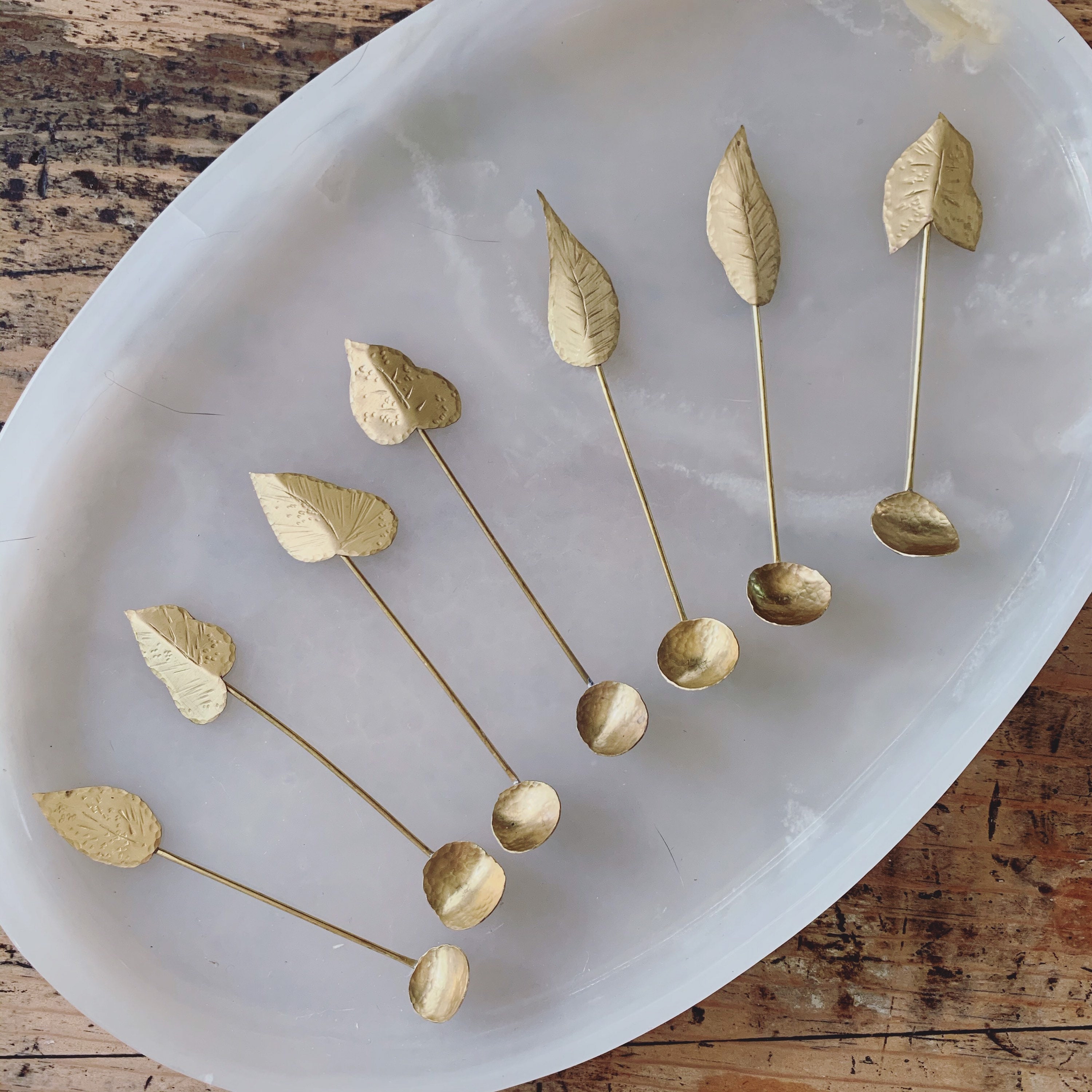 Hand Forged Brass Salt Spoon / Nature Inspired Brass Object / - Etsy