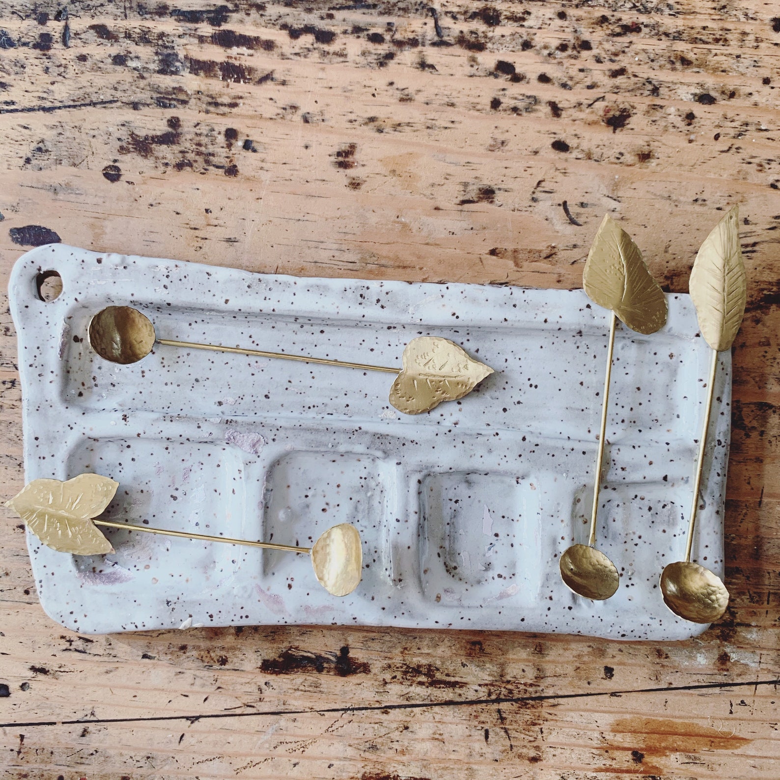 Hand Forged Brass Salt Spoon / Nature Inspired Brass Object / - Etsy
