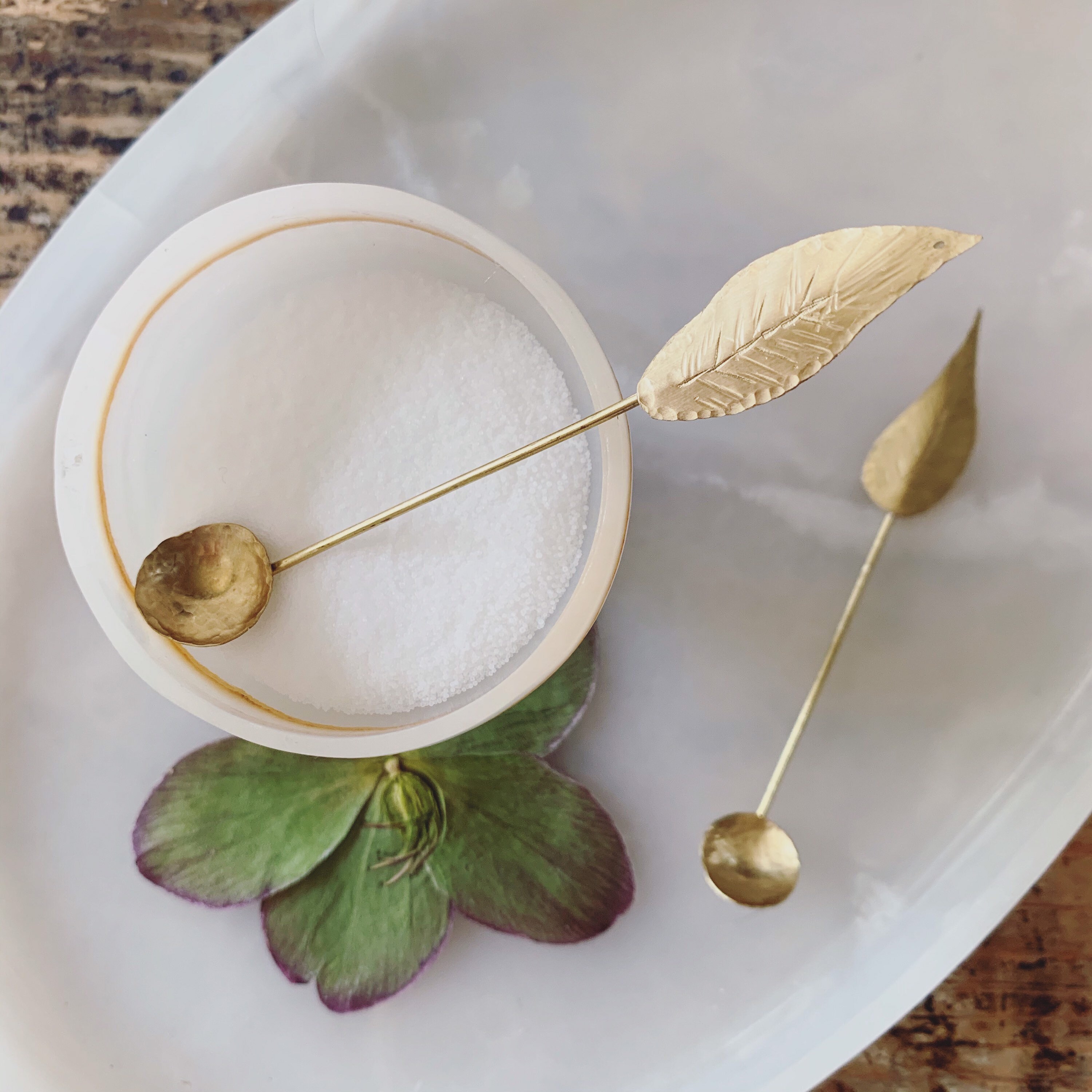 Hand Forged Brass Salt Spoon / Nature Inspired Brass Object / - Etsy