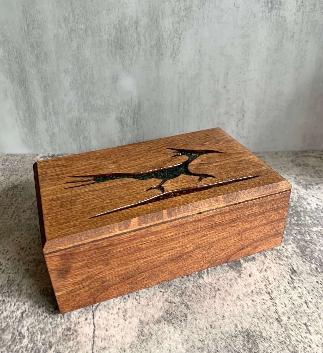 Vintage Midcentury Epoxy Bird Wooden Box / Wooden Home Decor / Artisan ...