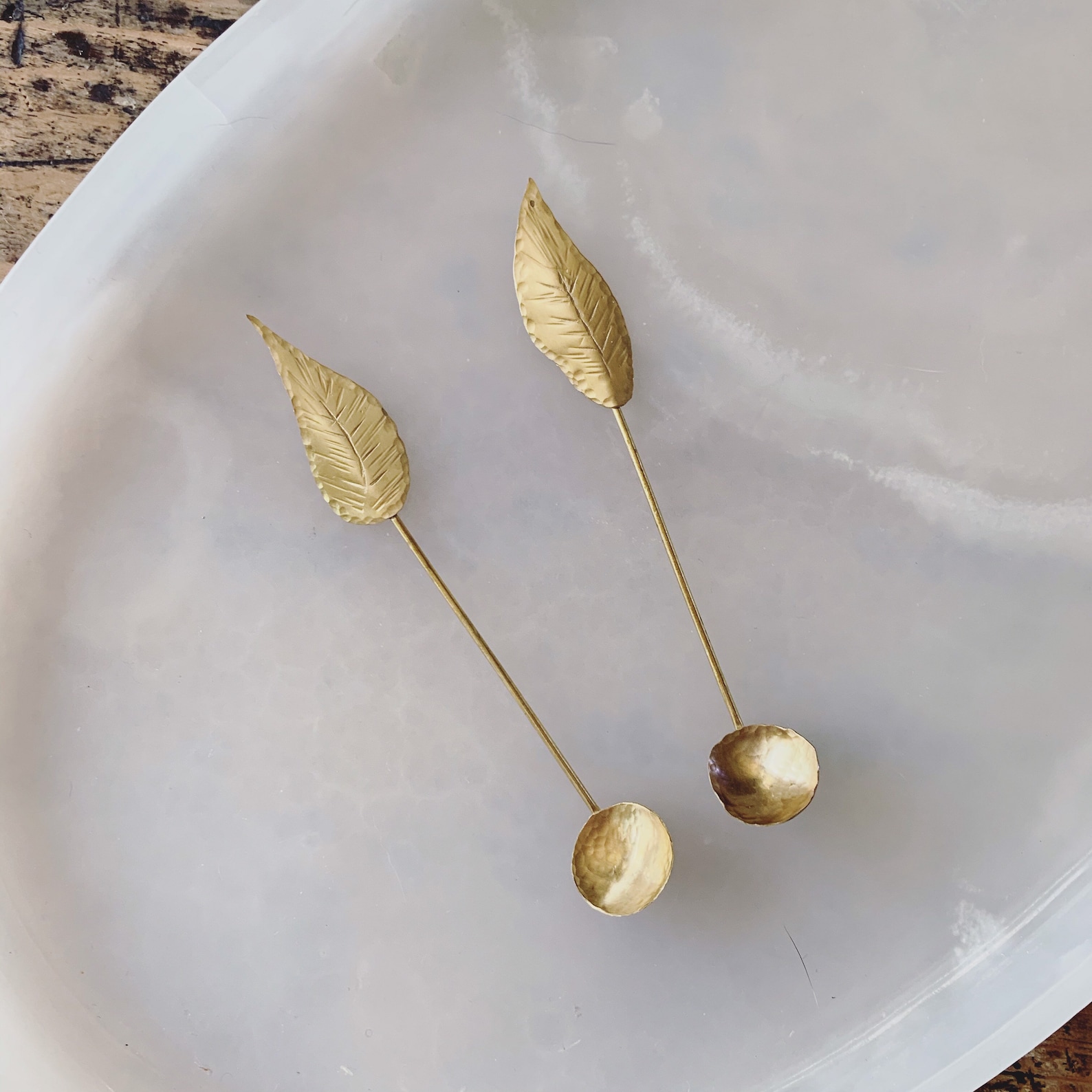 Hand Forged Brass Salt Spoon / Nature Inspired Brass Object / - Etsy