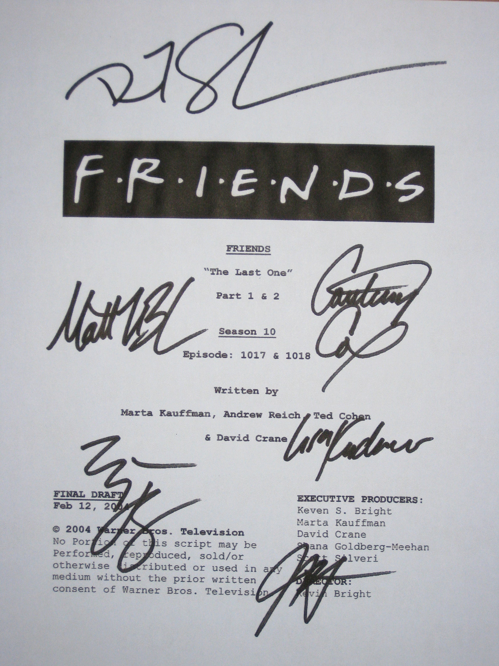 Friends Cast Signed Finale TV Script Screenplay Autographs | Etsy