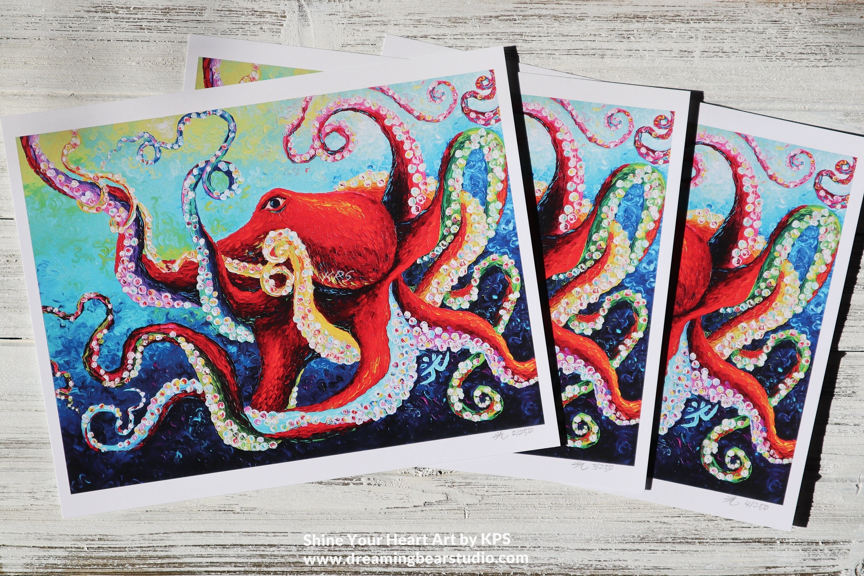 Red Octopus Oil Finger Painting Fine Art Paper Print Art - Etsy