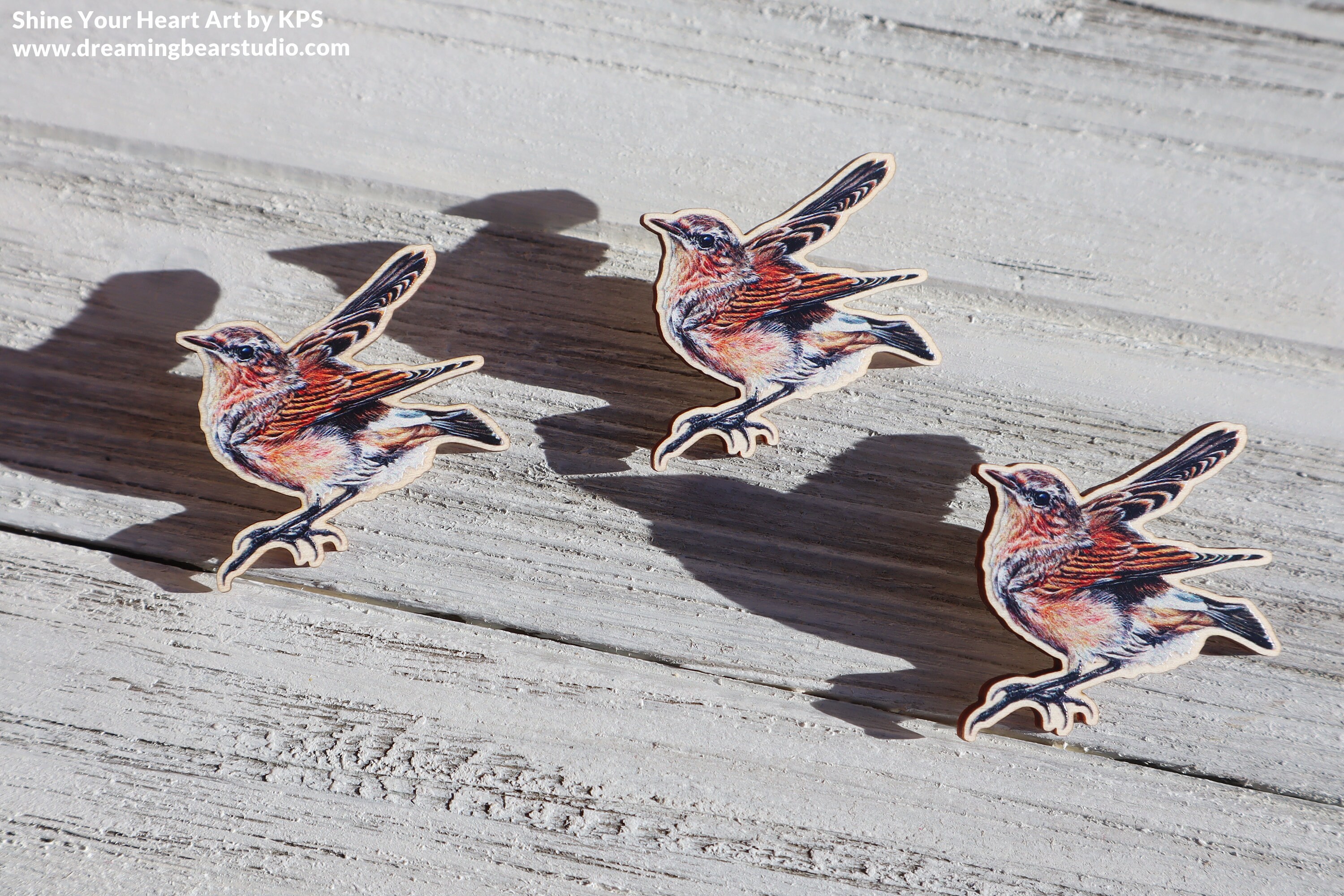 Bird Wooden Pins/ Snow Bunting Wooden Pins Badge Snow Bunting Bird ...