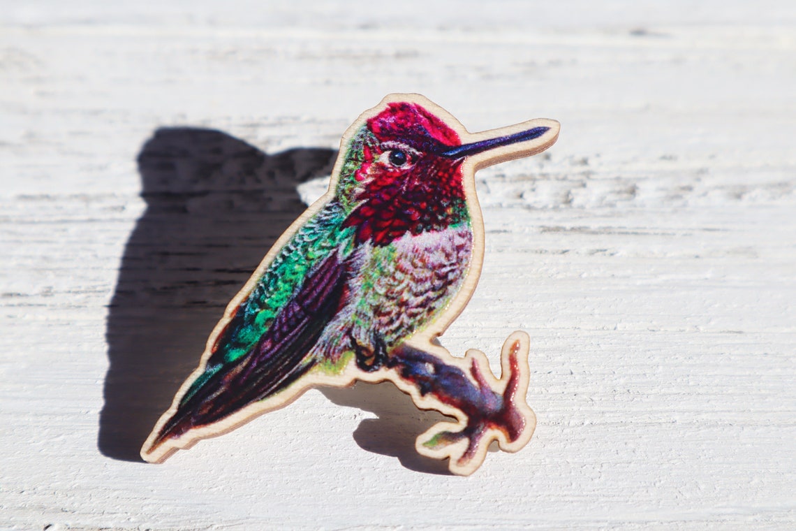 Hummingbird Wooden Pin Badge Humming Bird Wooden Pins 40 Mm Wooden Pin ...