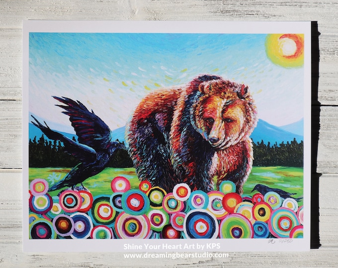 Alaska Raven and Brown Bear - Raven and Brown Bears Oil Finger Painting ...