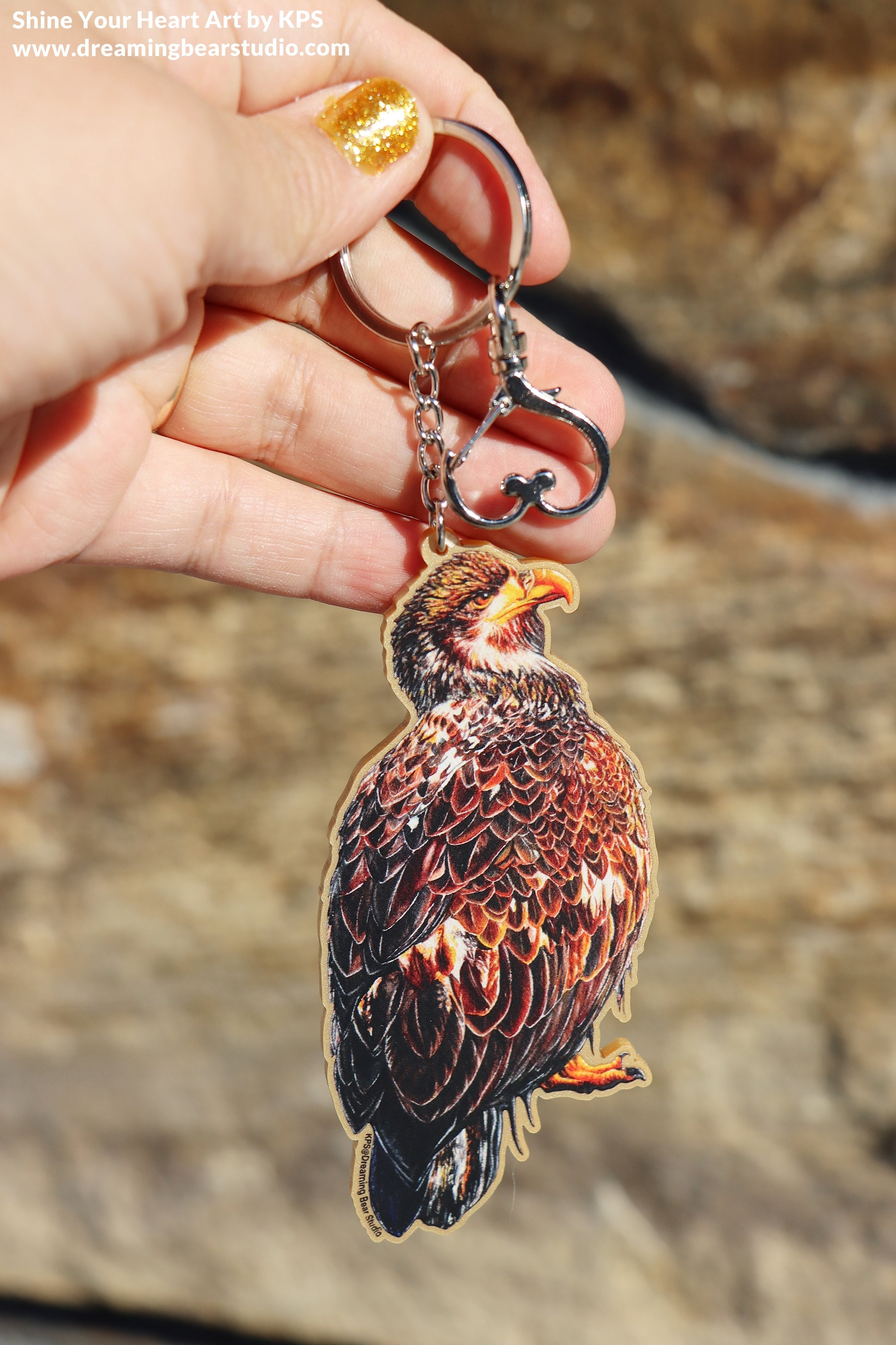 Eagle Acrylic Keyring/charm Metallic Gold Acrylic Keyring Charms With ...