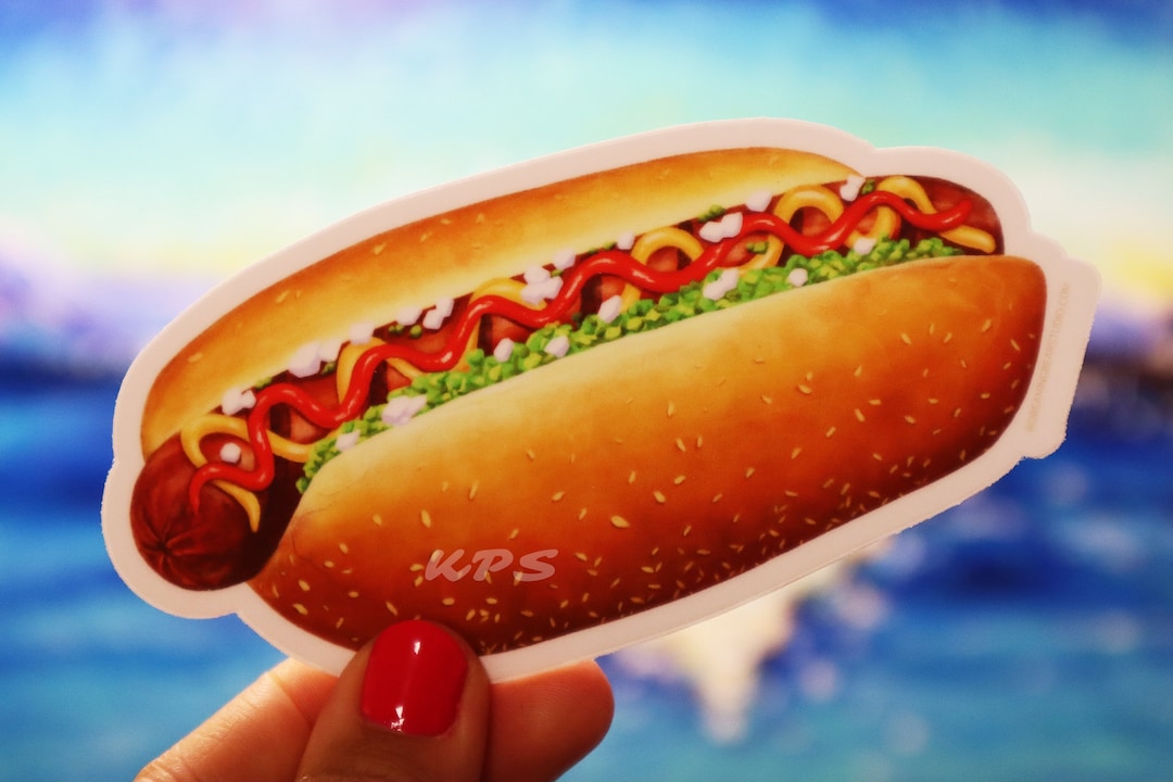 Hotdog Sticker - Waterproof Matt Vinyl Hotdog Stickers - Yummy Hotdog ...