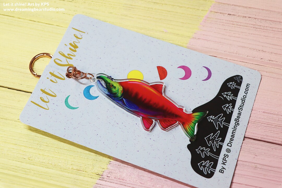 Vibrant Salmon Acrylic Keyring - Double Sided Printed Acrylic Keyring ...