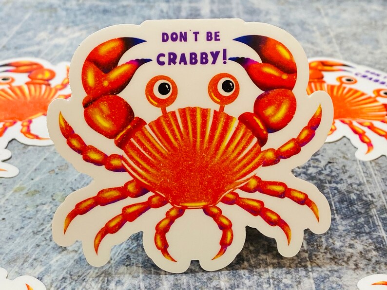 Crab Sticker Red Crab Sticker Dont Be Crabby Waterproof - Etsy