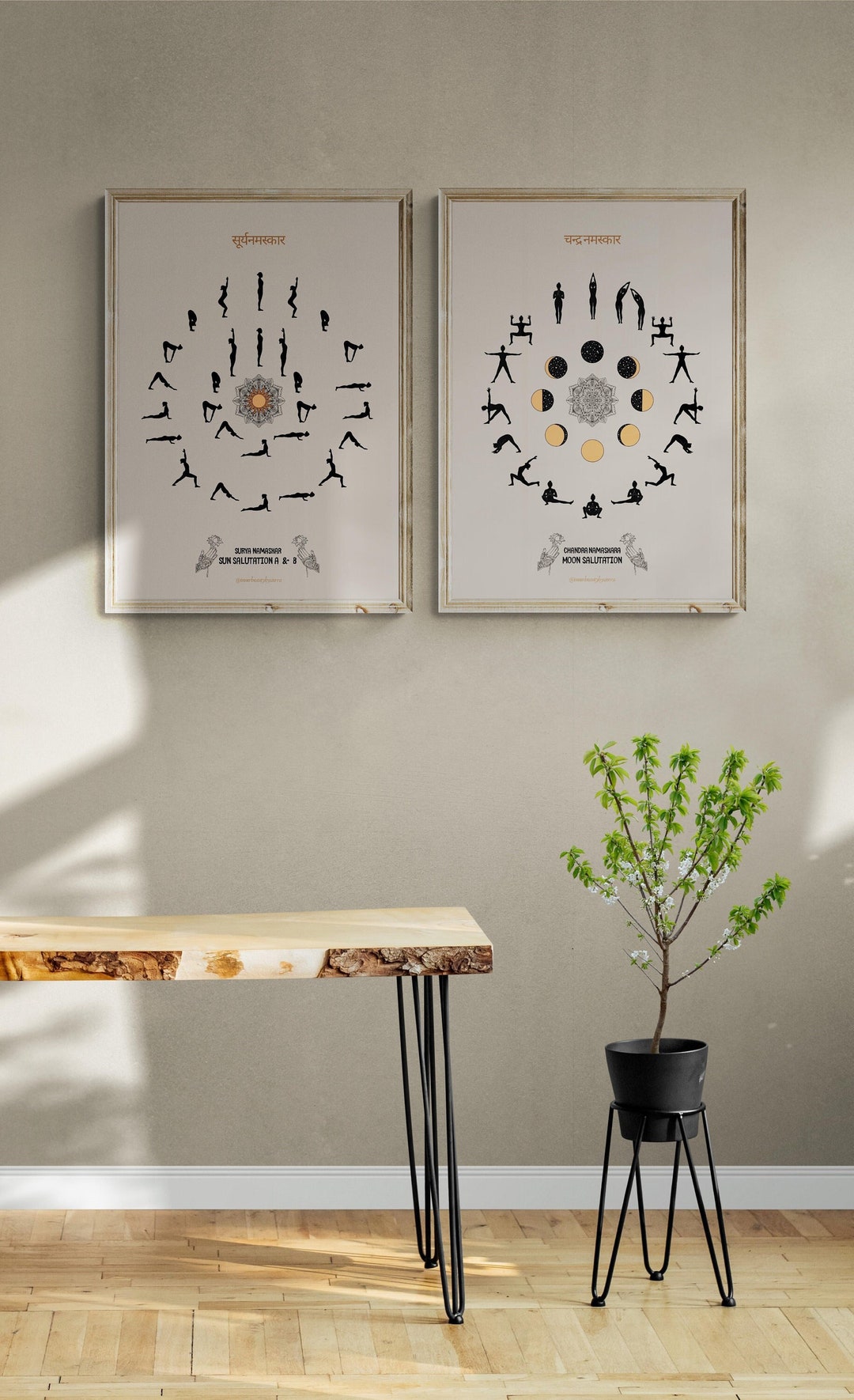 Sun & Moon Salutation Set of 2 Yoga Beginners Sequence, INSTANT ...