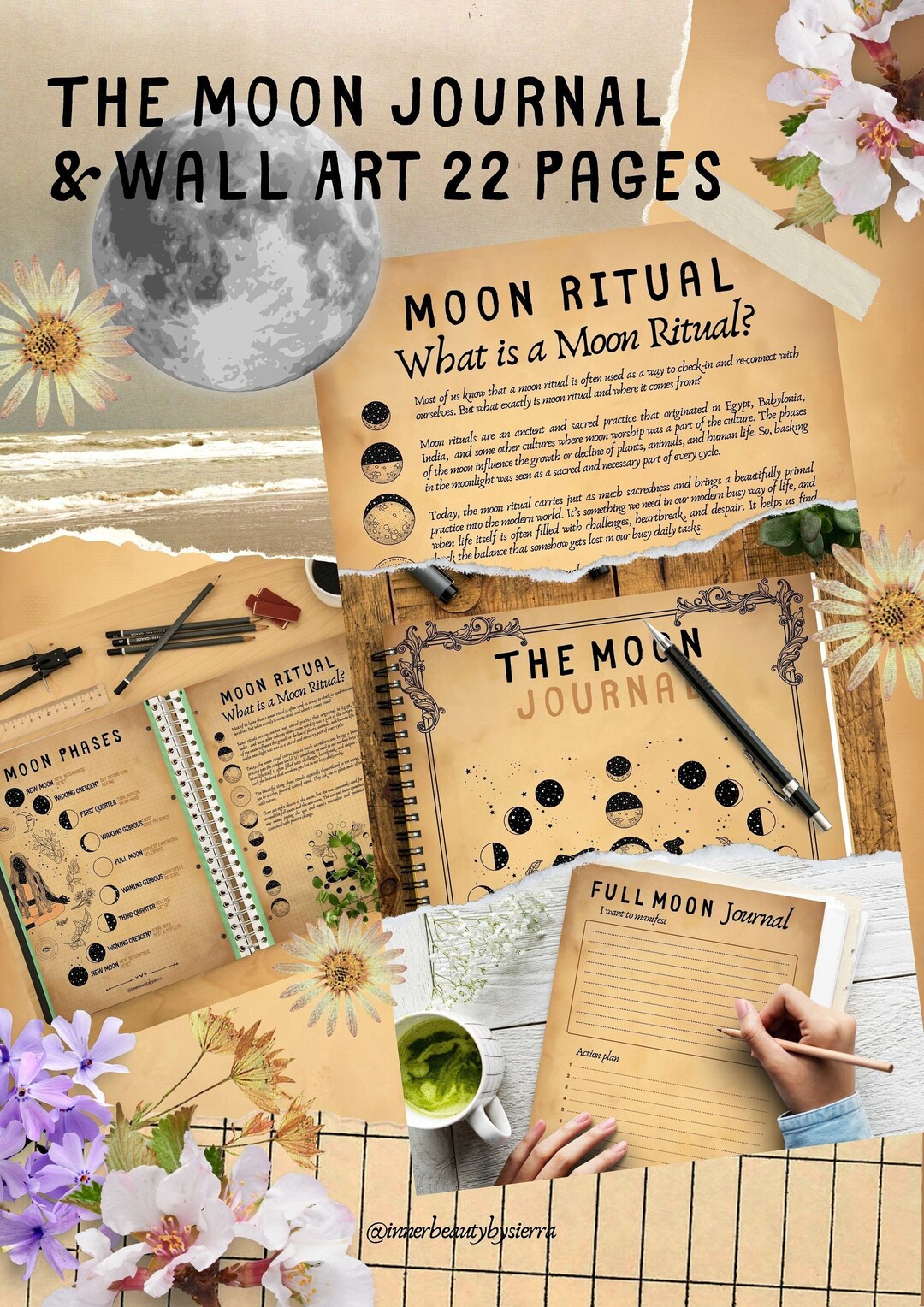 Moon Journal, Moon Phases Meaning Wall Art Printable 22 Pages, INSTANT ...