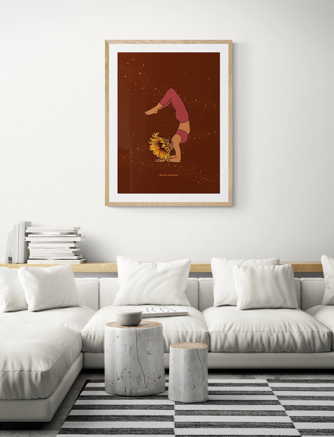Sunflower Yoga Girl Printable Asana Art, INSTANT DOWNLOAD, Galaxy ...