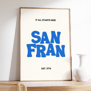 San Francisco Typography Art Print | Blue San Fran Decor (digital ...
