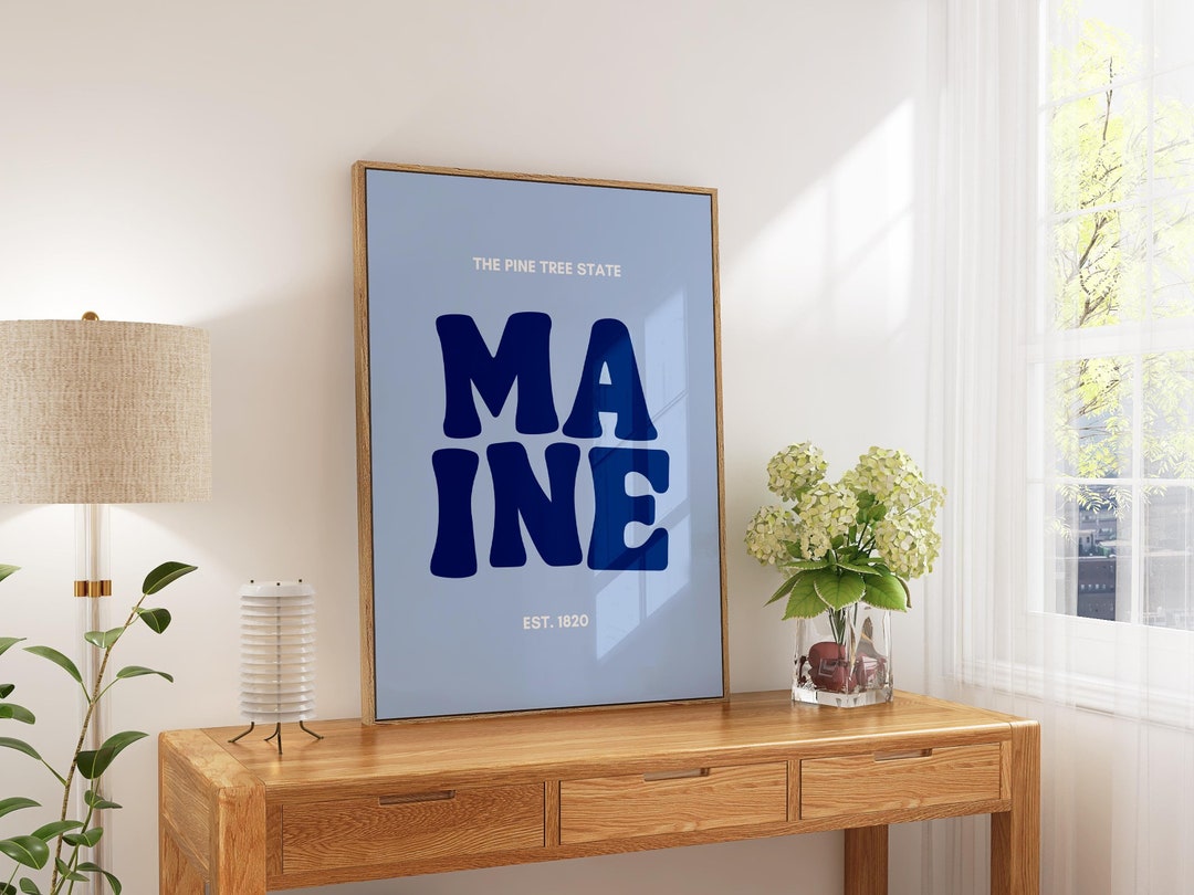 Maine Art Poster | the Pine Tree State Print | East Coast Art| Digital ...