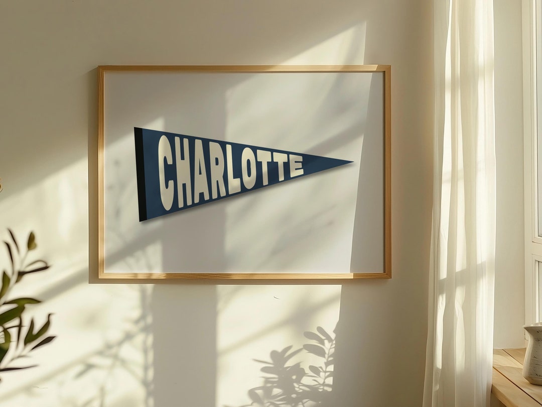 Vintage Charlotte Pennant Print | Charlotte Flag Wall Art | North ...
