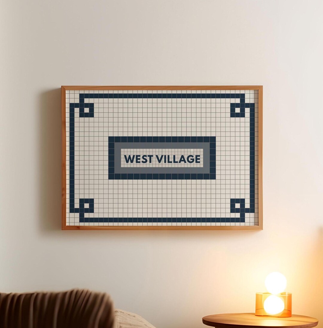 Vintage New York Subway Tile Print | NYC West Village Retro Wall Art ...