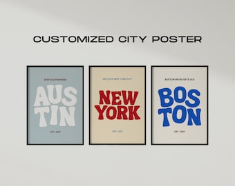 Custom City Poster | Personalized Vintage City Wall Art | Moving ...