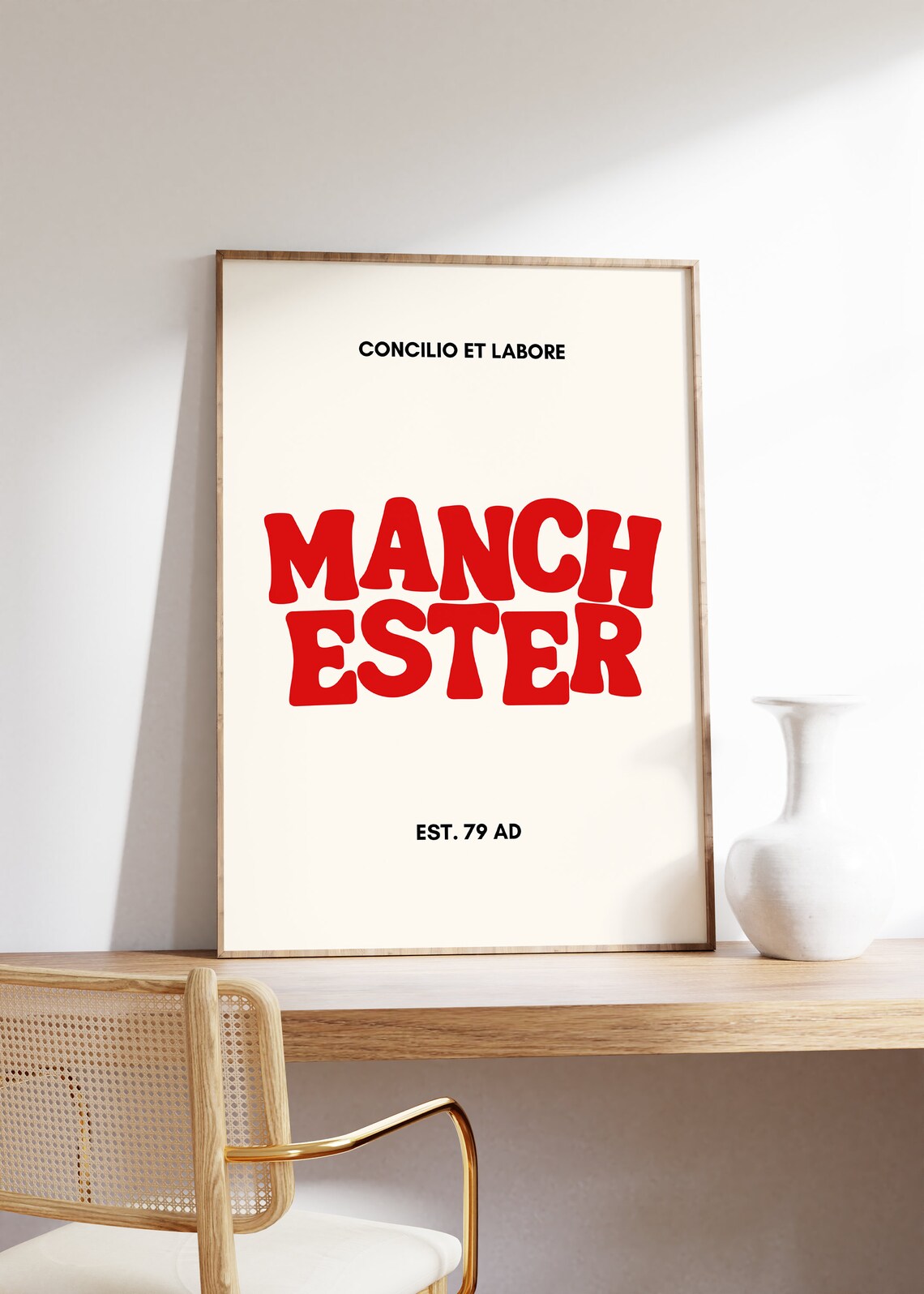 Manchester Typography Art Print | Manchester Red Printable Poster ...