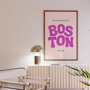 Boston Typography Art Print | Boston Wall Art Purple | Massachusetts ...