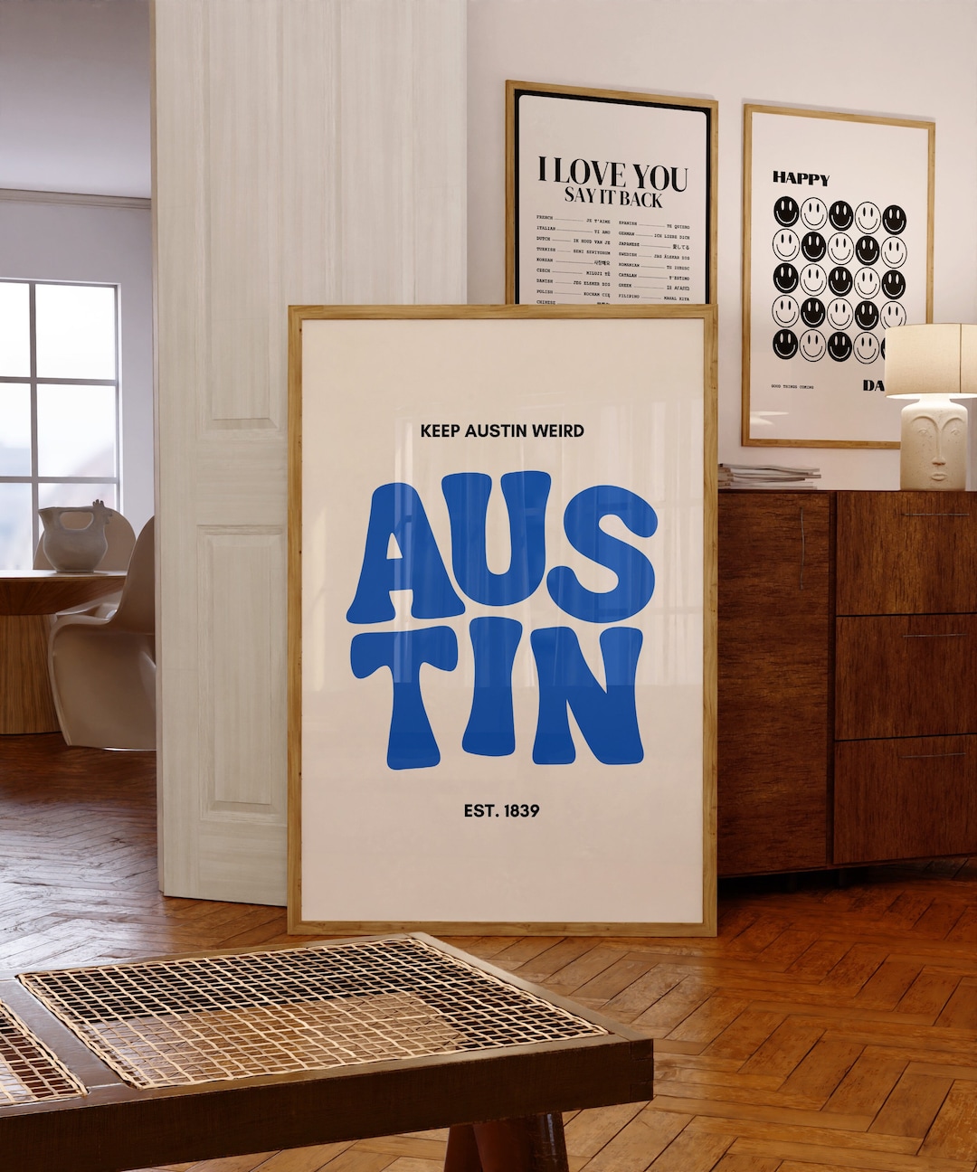 Austin Typography Art Print | Austin Texas Wall Art Blue | Austin Texas ...