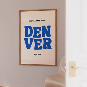 Denver Typography Art Print | Blue Colorado Wall Decor (digital ...