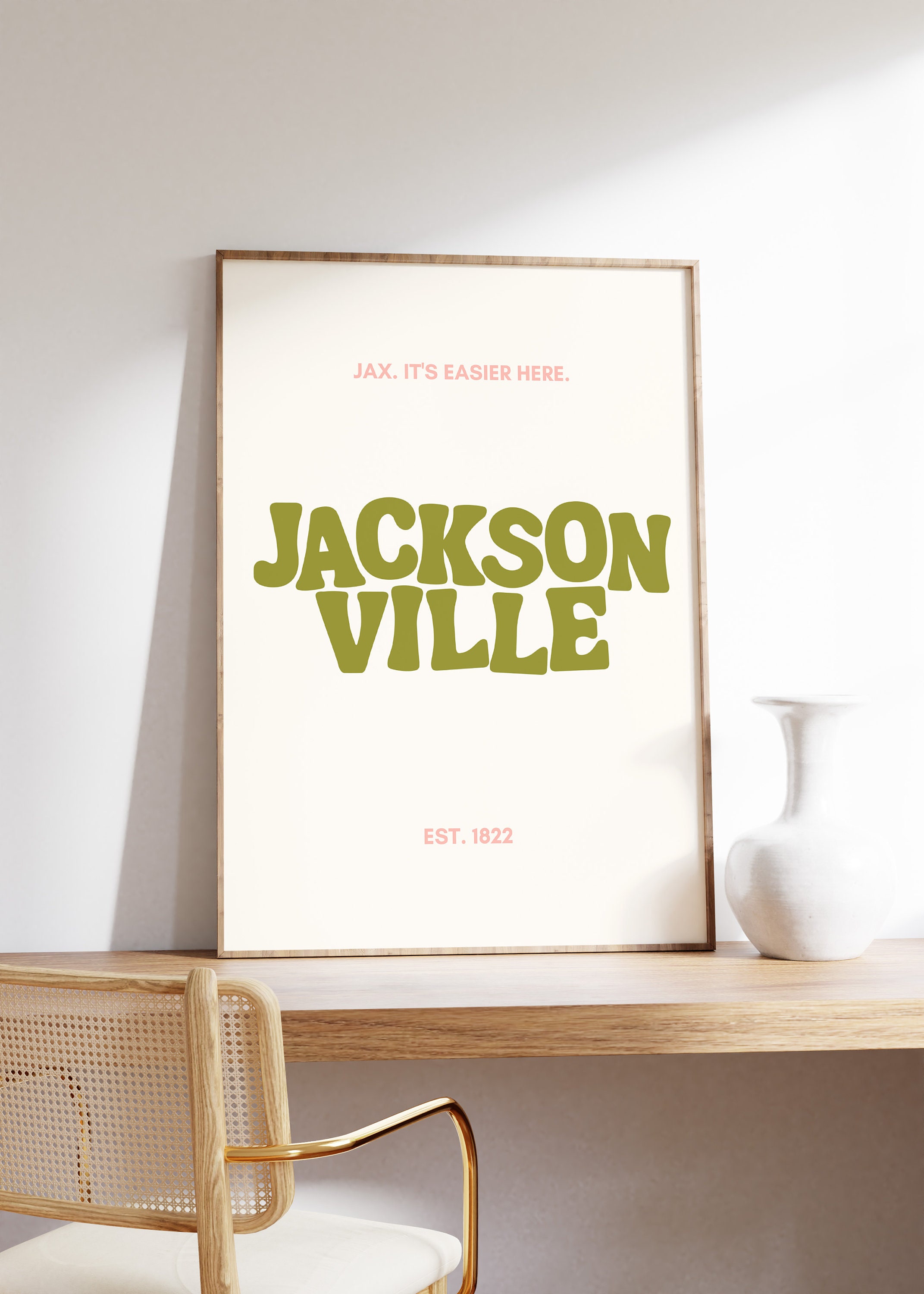 Jacksonville Typography Art Print Jacksonville Florida Wall Art Green ...