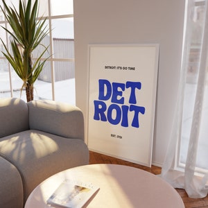 Detroit Typography Art Print | Michigan Detroit Blue Wall Art | Detroit ...