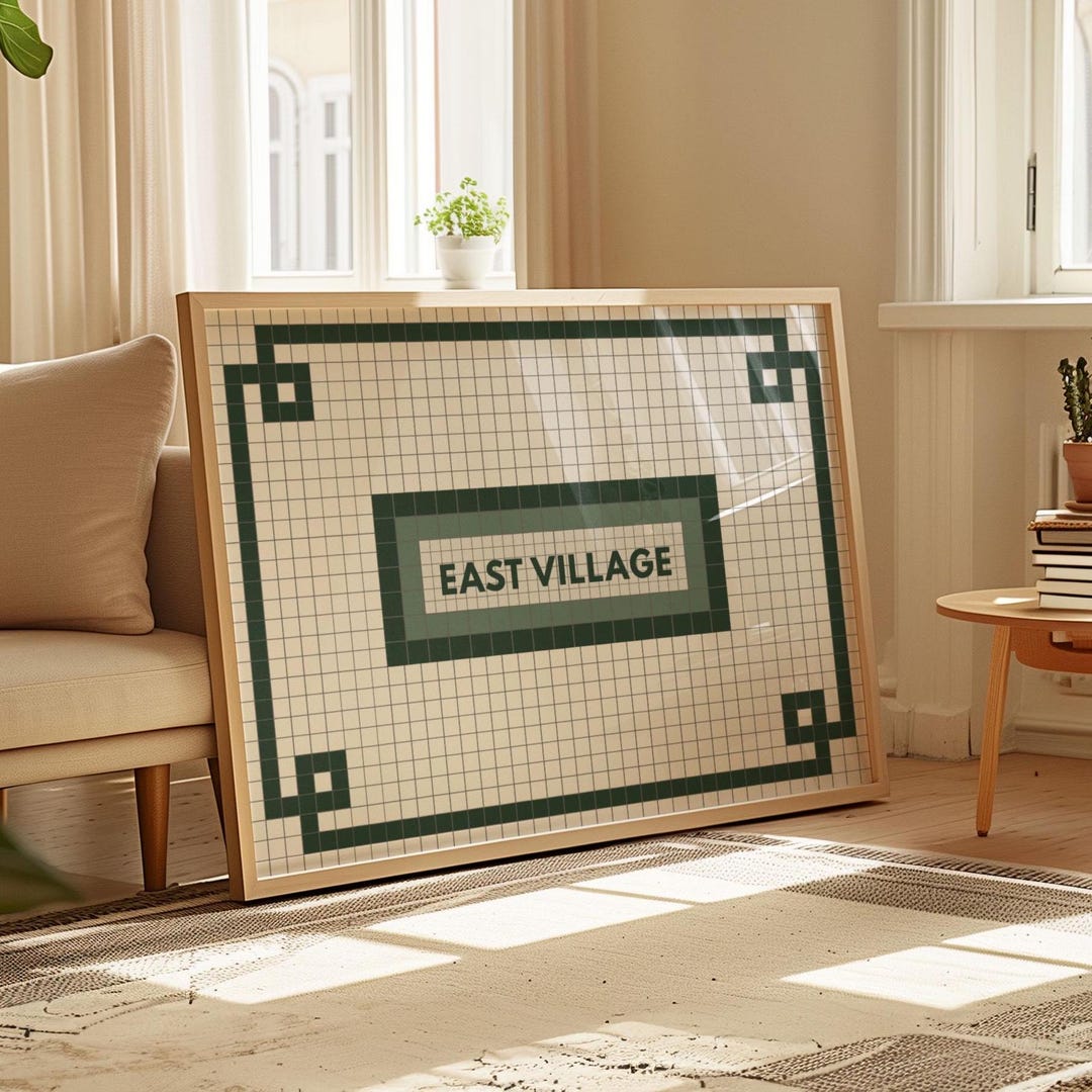 Vintage New York Subway Tile Print | NYC East Village Retro Wall Art ...
