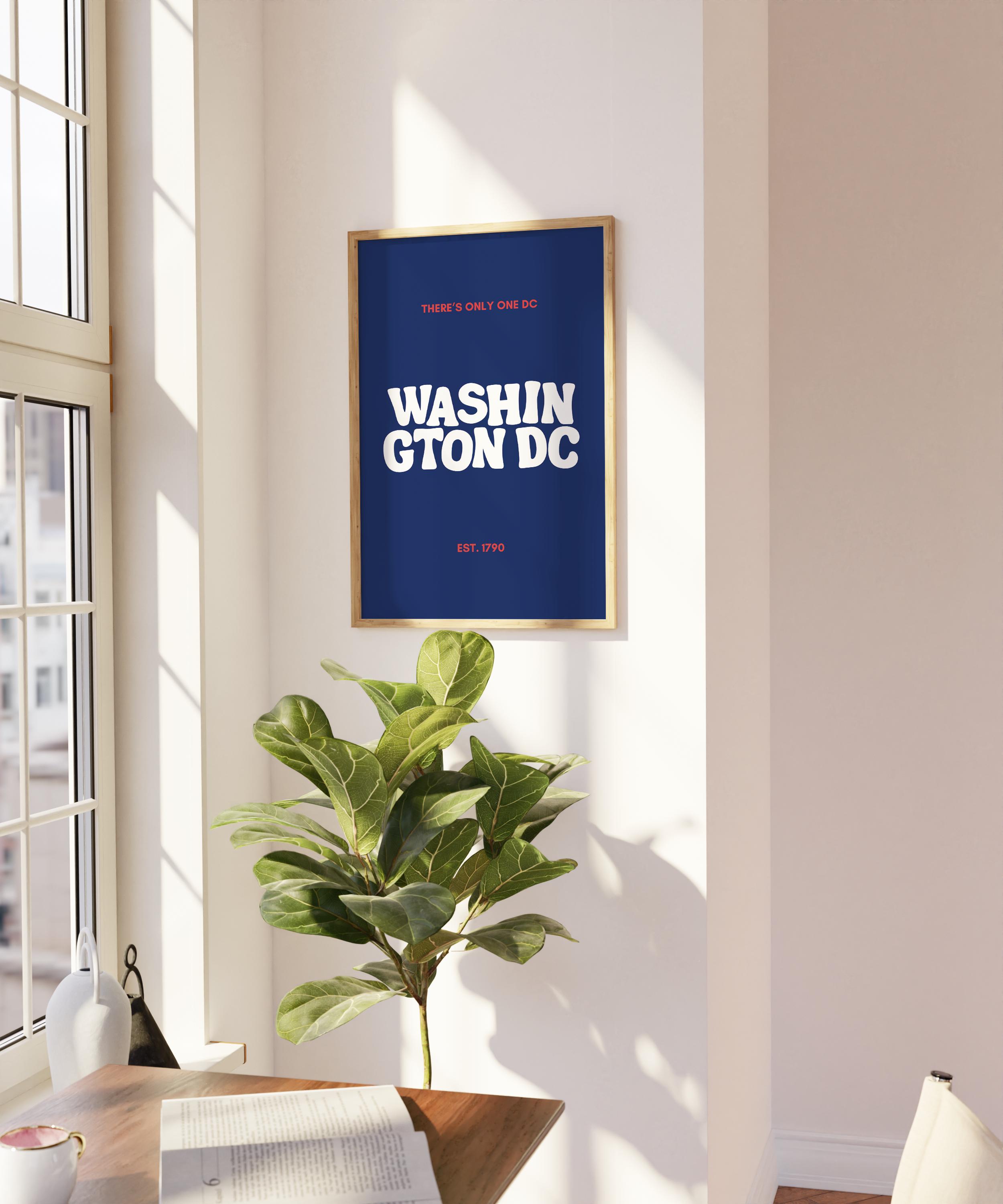 Washington DC Typography Print | Blue Wall Art | Digital Download - Etsy