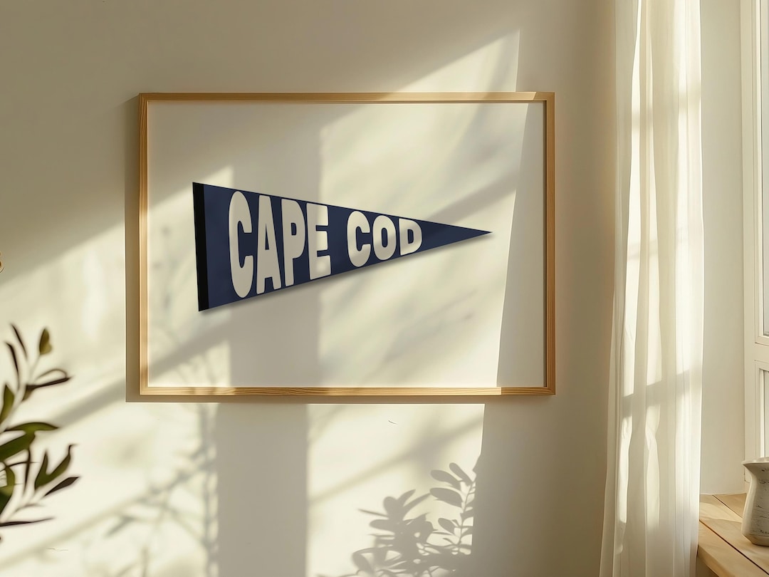 Vintage Cape Cod Pennant Print Cape Cod Flag Wall Art Massachusetts ...